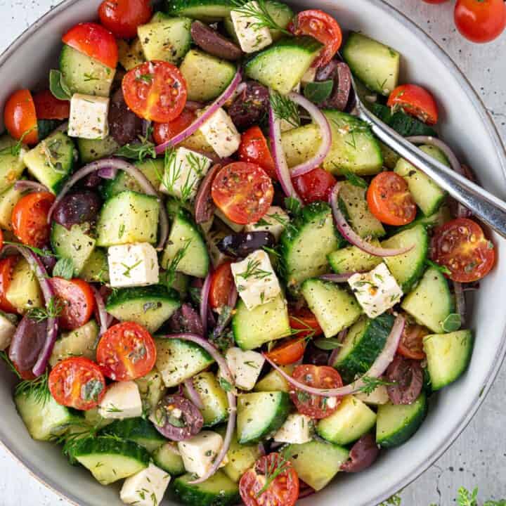 Easy Greek Cucumber Salad with Feta – Sugary Logic